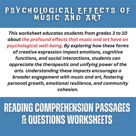 Psychological Effects Of Music And Art Reading Comprehension Passages Worksheet