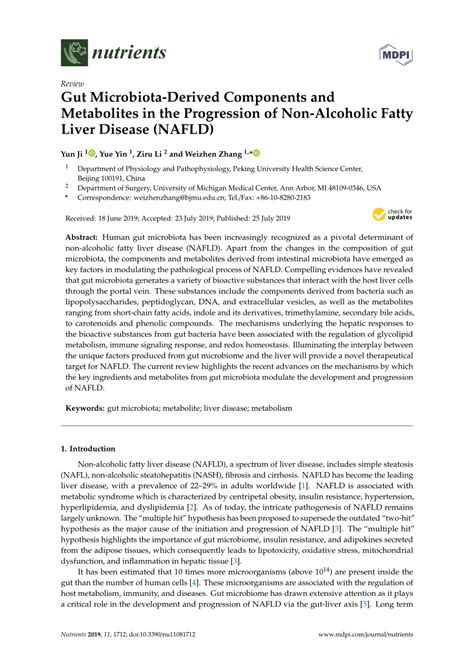 PDF Gut Microbiota Derived Components And Metabolites In The Progression Of Non Alcoholic