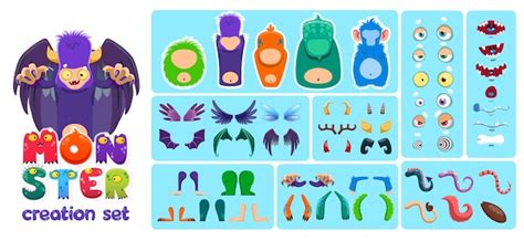 Premium Vector Monster Creation Kit Cartoon Character Constructor