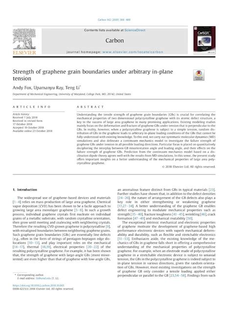 Pdf Strength Of Graphene Grain Boundaries Under Arbitrary In Plane