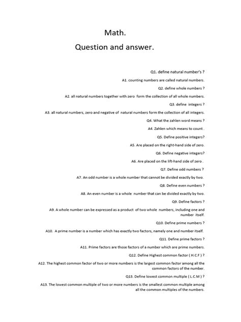 Math Form~1 Pdf Numbers Arithmetic
