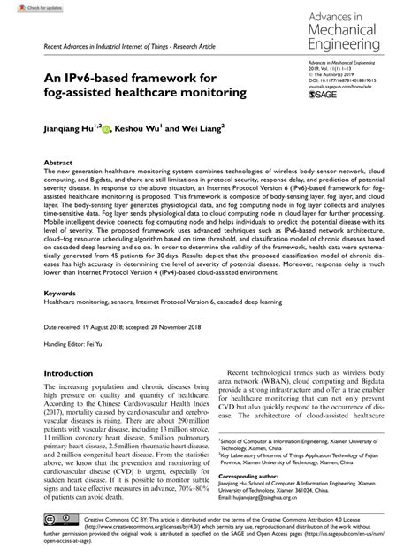 Pdf An Ipv6 Based Framework For Fog Assisted Healthcare Monitoring