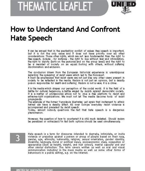 How To Understand And Confront Hate Speech Leaflet United For Intercultural Action