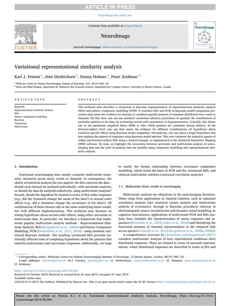 Pdf Variational Representational Similarity Analysis