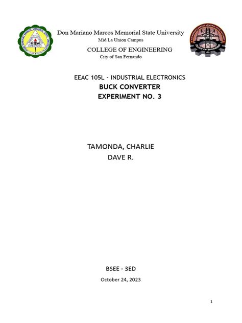 Experiment 3 Buck Converter Pdf Metrology Electronics