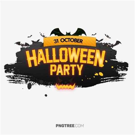할로윈 일러스트 디자인 날짜 텍스트 검은 글꼴 글꼴 박쥐 Png 일러스트 및 Psd 이미지 무료 다운로드 Pngtree Halloween Party Design