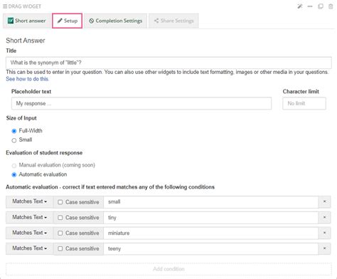 how do i use the short answer widget quiz widgets openlearning