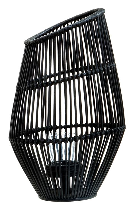 Interiors By Premier Elegant Design Large Black Natural Rattan Lantern