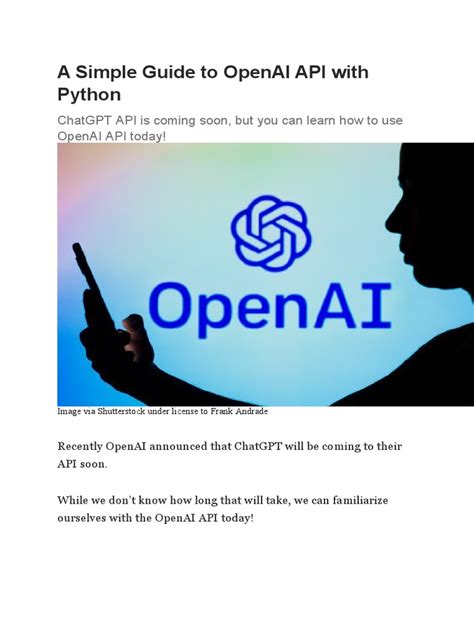 A Simple Guide To Openai Api With Python Pdf Computer Science