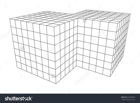 Wireframe Mesh Doubled Box Connection Structure Stock Vector Royalty