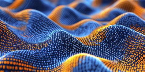Digital Data Stream With A Binary Code Background In Blue And Orange