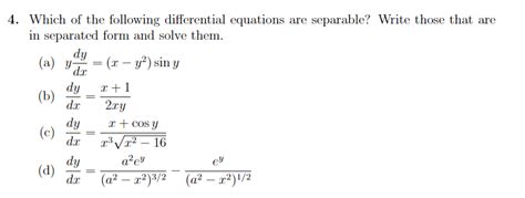Solved Which Of The Following Differential Equations Are Chegg