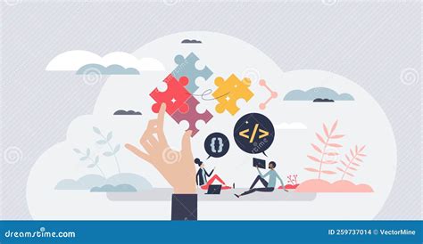 Software Developers And Programming Language Coding Tiny Person Concept