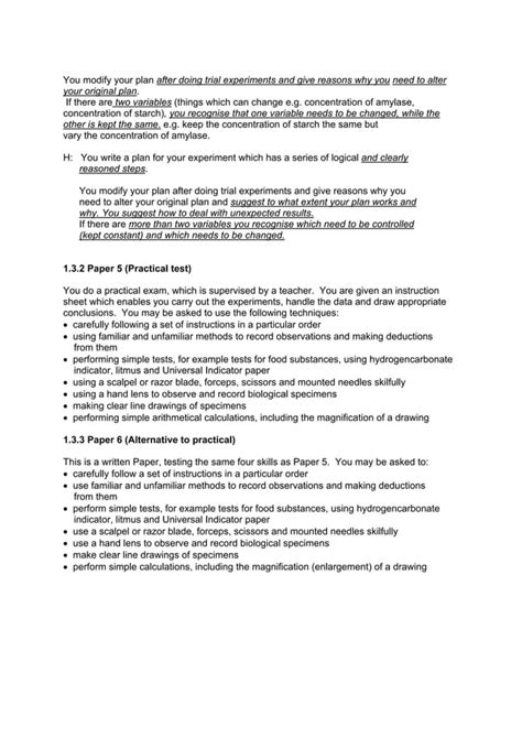 Igcse Revision Checklist Biology Pdf