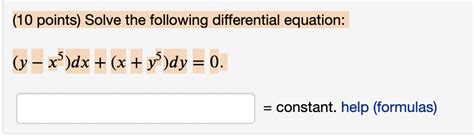 Solved 10 Points Solve The Following Differential