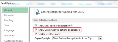 Tips And Tricks 141 How To Disable Quick Analysis Tool In Excel 2013