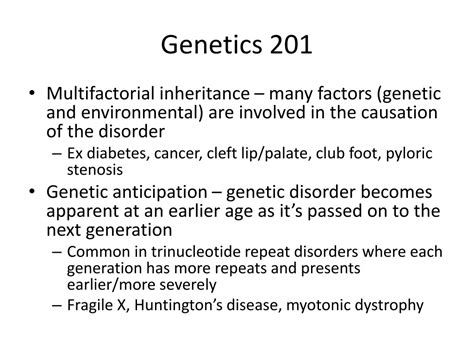 Ppt Genetics 101 And 201 Inheritance Patterns And Phenotypes Powerpoint Presentation Id 9317812