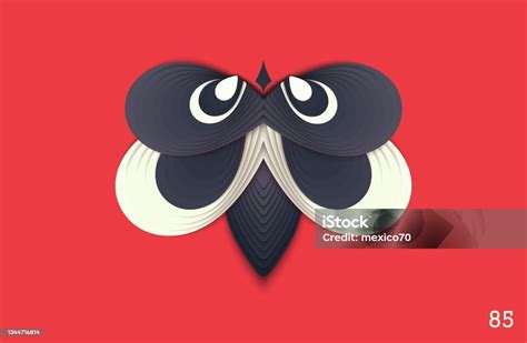 판타지 나비 겹치는 요소로 구성된 종이 아트 디자인 요소입니다 엄격하고 대칭적인 3d 계층 구조 벡터 그래픽 3차원 형태에 대한 스톡 벡터 아트 및 기타 이미지 Istock