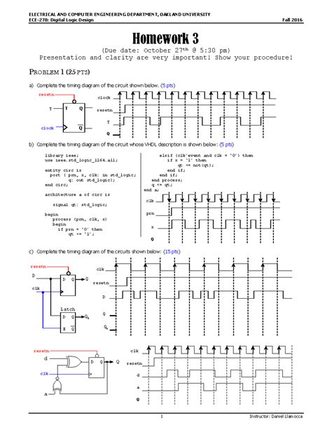 HW Q A Homework Assignment ECE Digital Logic Design Fall Homework Due