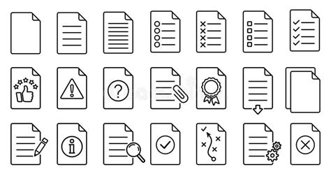 Document Line Icons Set Clipboard Icons Document With Different Signs For Website Marketing