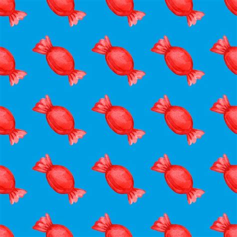 Premium Photo Festive Seamless Pattern With Candy In A Red Wrapper