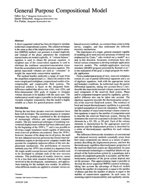 General Purpose Compositional Model Pdf Equations Variable