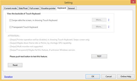 Touch Mouse Pointer 환경설정setting 값 스크린 샷 Sobitips
