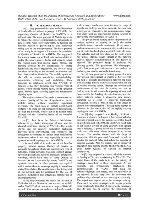 Optimization Of Quality Of Service Qos Framework For Highway Based