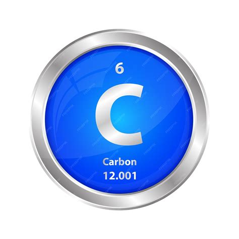 Premium Vector Icon Structure Carbon C Chemical Element Round Shape Circle Blue Line Silver