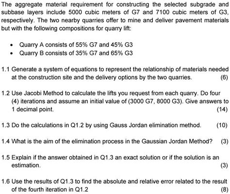 Solved The Aggregate Material Requirement For Constructing The