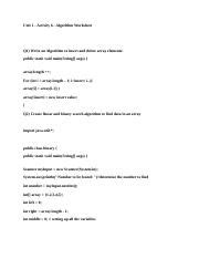 Unit Activity Algorithm Worksheet Docx Unit Activity Algorithm Worksheet Q