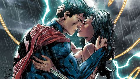 Superman And Superwoman Kissing