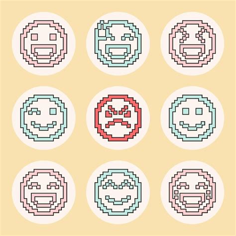 Premium Vector Vector Retro 8 Bit Emoji Set Collection