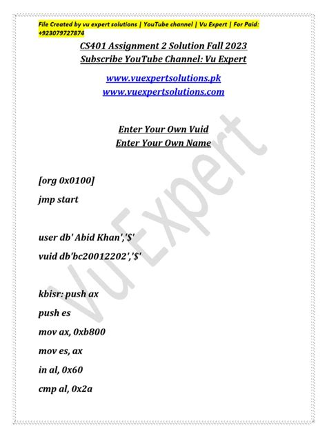 cs401 assign 2 sol fall 2023 vu expert solutions pdf