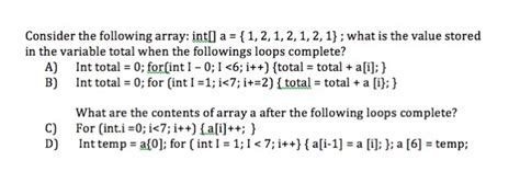 Solved Consider The Following Array Into A 1 2 1 2 1