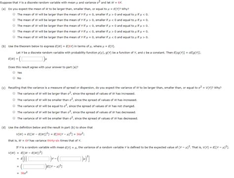 Solved Suppose That Y Is A Discrete Random Variable With
