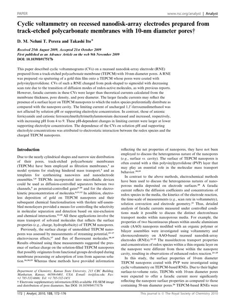 pdf cyclic voltammetry on recessed nanodisk array electrodes prepared