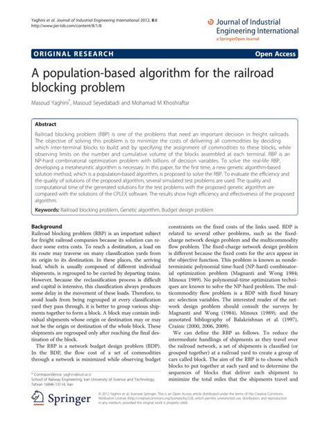 Pdf Original Research Open Access A Population Based Algorithm