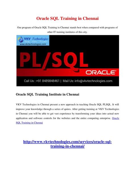 Ppt Oracle Sql Training In Chennai Powerpoint Presentation Free
