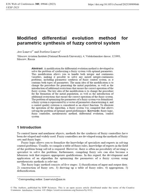 modified differential evolution method for paramet pdf parameter