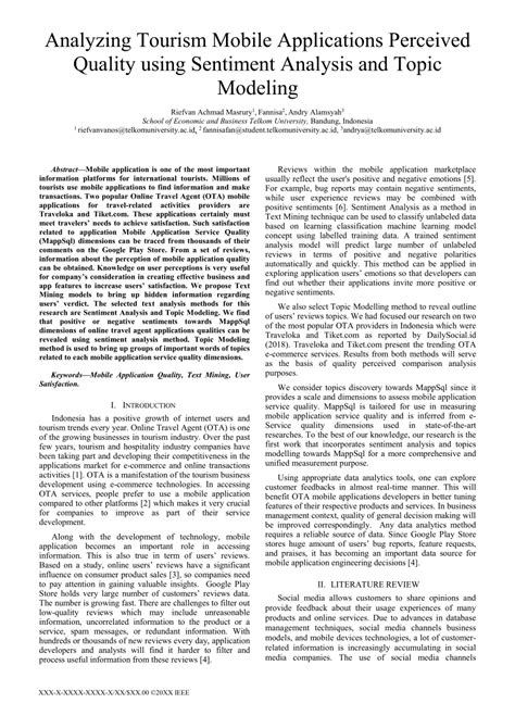 Pdf Analyzing Tourism Mobile Applications Perceived Quality Using Sentiment Analysis And Topic
