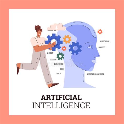 Ai Technology Design Concept Flat Cartoon Vector Illustration On White Stock Vector