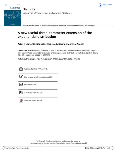Pdf A New Useful Three Parameter Extension Of The Exponential
