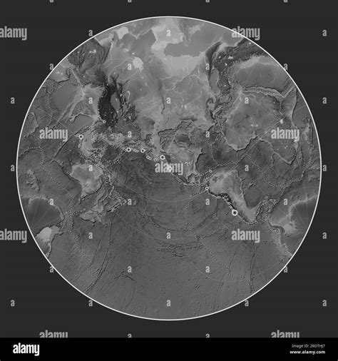 Juan De Fuca Tectonic Plate On The Grayscale Elevation Map In The Lagrange Oblique Projection