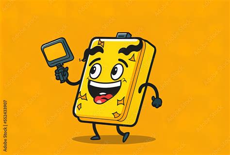 On A Yellow Backdrop A Map Pointer Pin Figure Mascot A Rechargeable