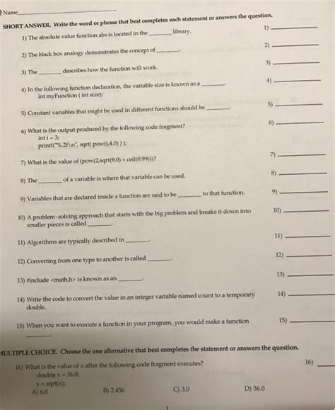 solved computer science questions h w 3