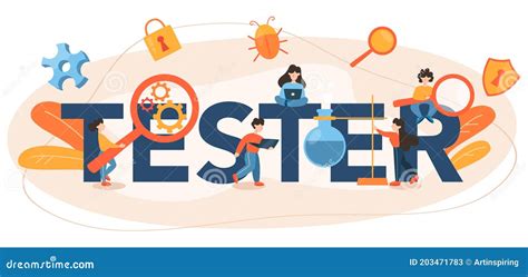 software tester typographic header application or website code test
