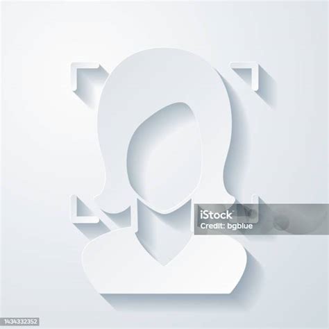 여자와 얼굴 인식 빈 배경에 종이 잘라내기 효과가 있는 아이콘 3차원 형태에 대한 스톡 벡터 아트 및 기타 이미지 3차원 형태 아이콘 여자 Istock