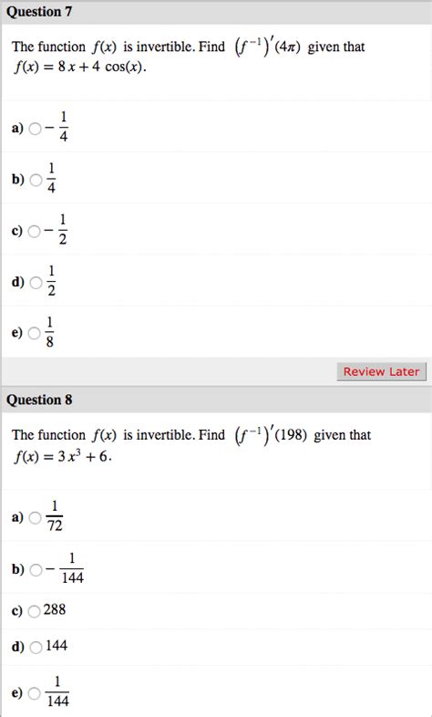 Solved The function f x is invertible Find f π Chegg