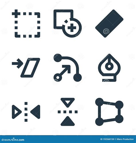 Graphic Design Line Icons Linear Set Stock Vector Illustration Of